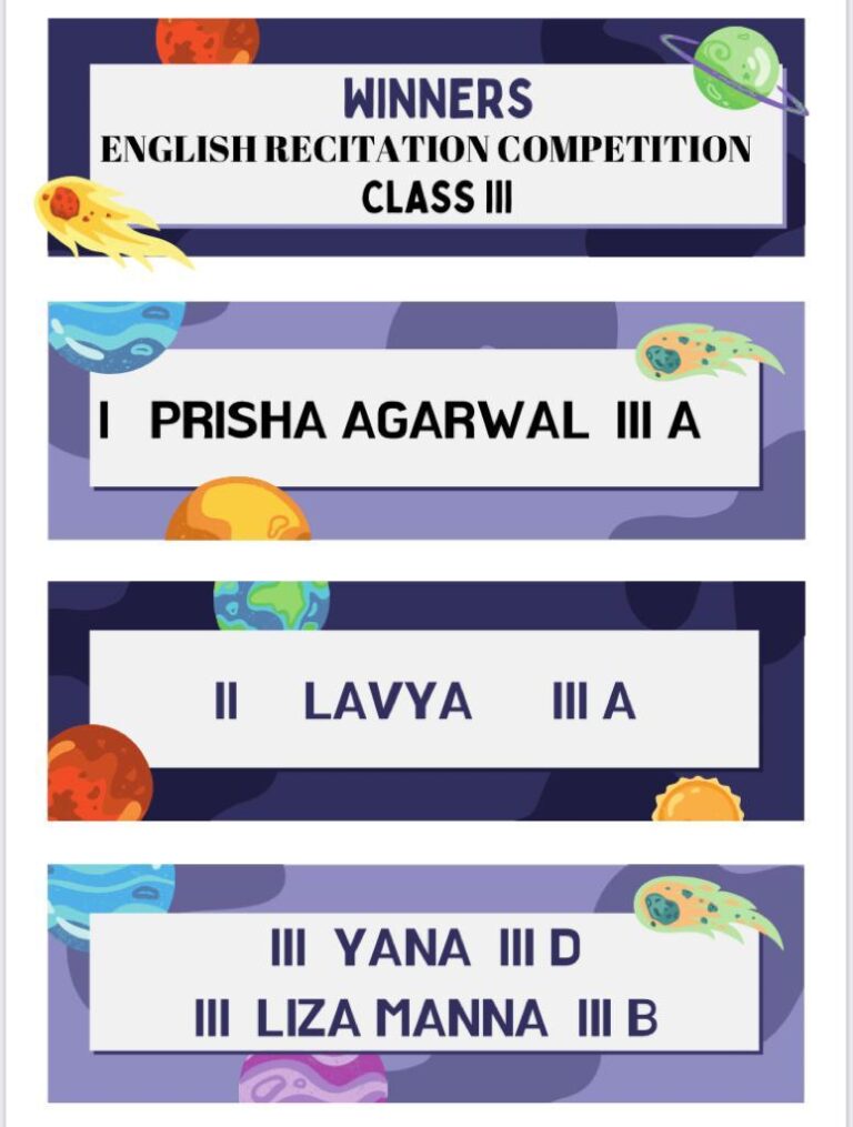 Results of English Recitation Competition - Ramjas School