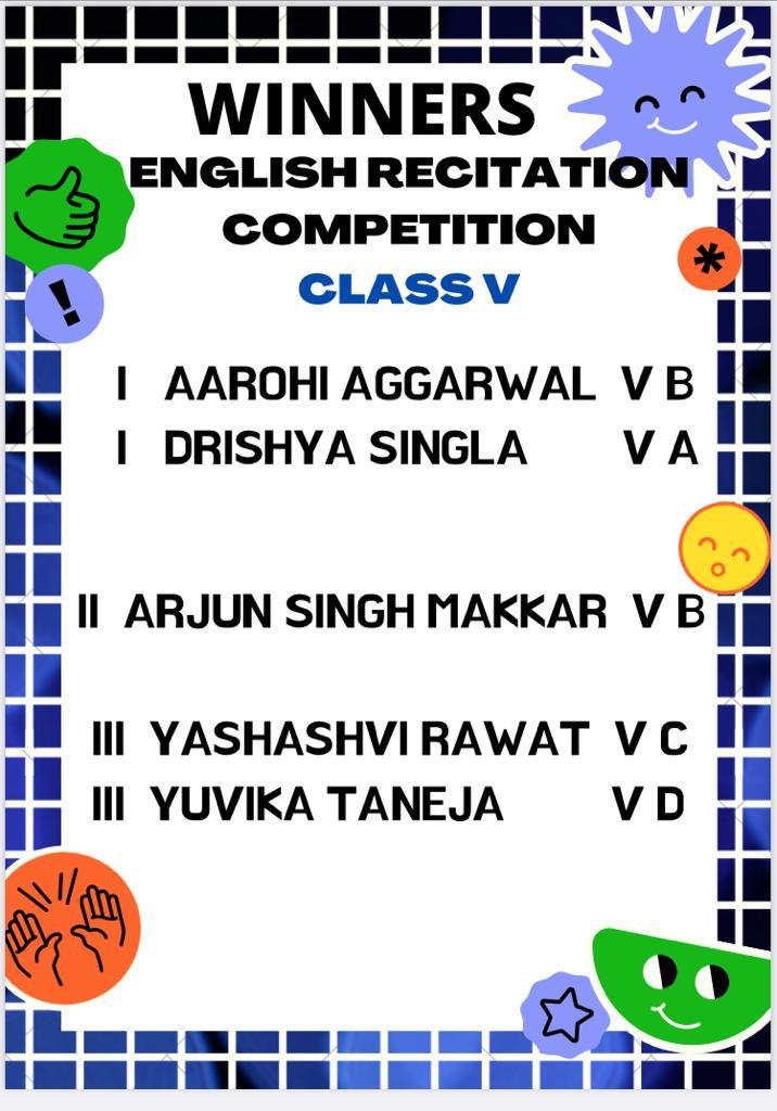 Results of English Recitation Competition - Ramjas School